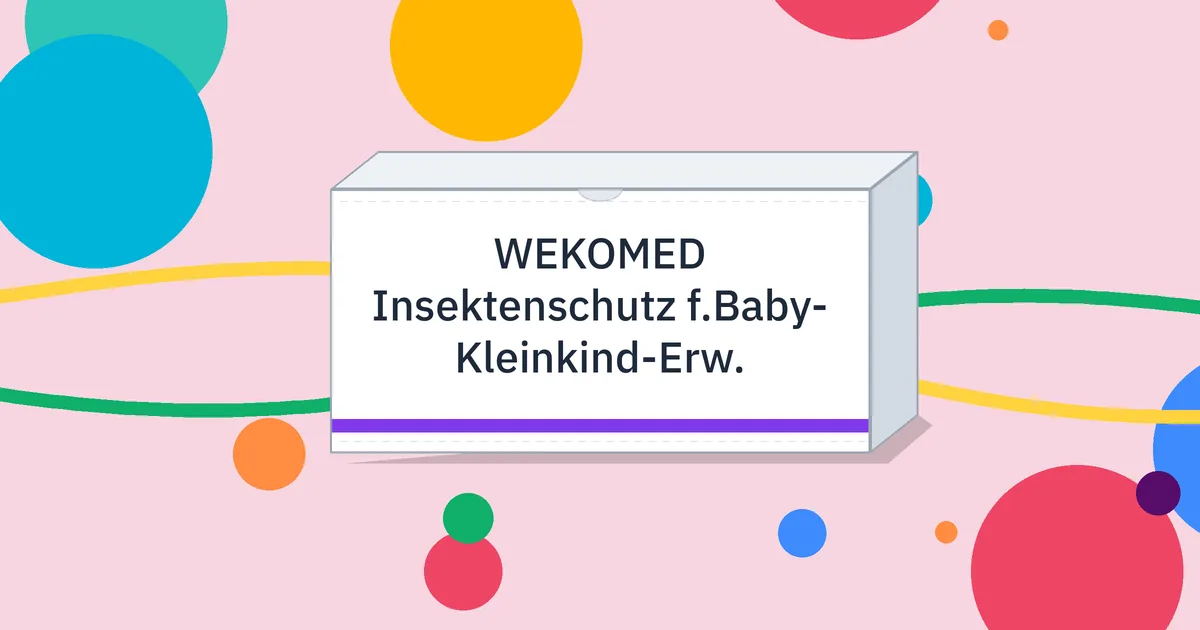 Symbolbild: Packung mit der Aufschrift WEKOMED Insektenschutz f.Baby-Kleinkind-Erw. (PZN 03322520) – Verfügbarkeit und Bezug in Apotheken in Frankfurt am Main