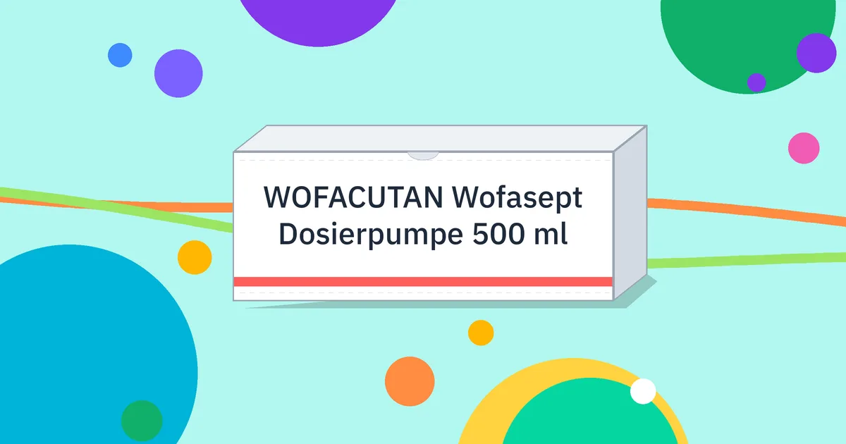 Symbolbild: Packung mit der Aufschrift WOFACUTAN Wofasept Dosierpumpe 500 ml (PZN 06446613) – Verfügbarkeit und Bezug in Apotheken in Frankfurt am Main