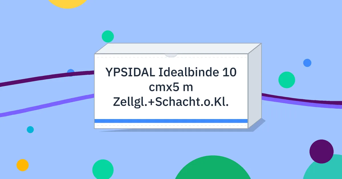 Symbolbild: Packung mit der Aufschrift YPSIDAL Idealbinde 10 cmx5 m Zellgl.+Schacht.o.Kl. (PZN 12603666) – Verfügbarkeit und Bezug in Apotheken in Frankfurt am Main