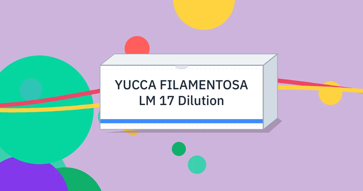Symbolbild: Packung mit der Aufschrift YUCCA FILAMENTOSA LM 17 Dilution (PZN 13288830) – Verfügbarkeit und Bezug in Apotheken in Frankfurt am Main