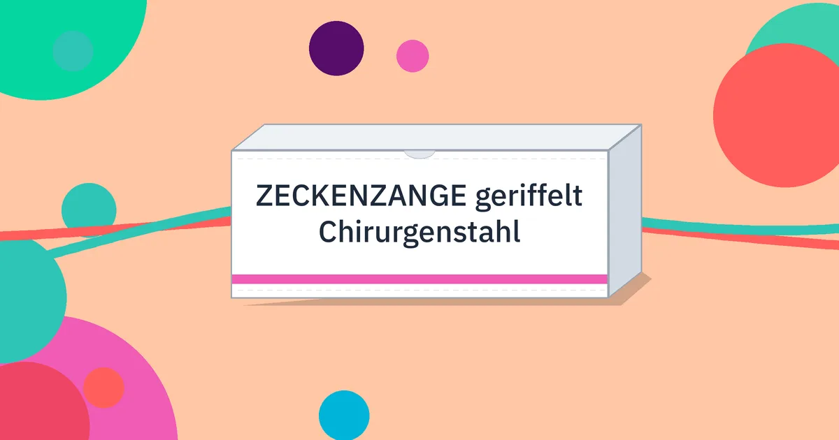 Symbolbild: Packung mit der Aufschrift ZECKENZANGE geriffelt Chirurgenstahl (PZN 12553684) – Verfügbarkeit und Bezug in Apotheken in Frankfurt am Main
