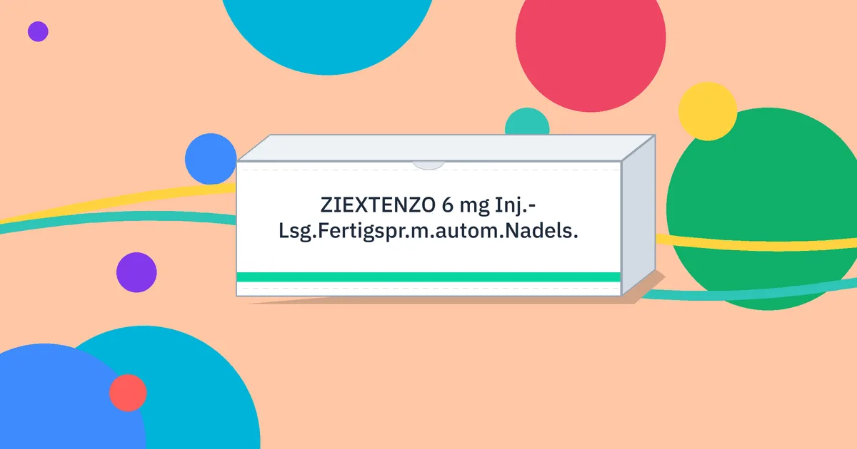 Symbolbild: Packung mit der Aufschrift ZIEXTENZO 6 mg Inj.-Lsg.Fertigspr.m.autom.Nadels. (PZN 17155095) – Verfügbarkeit und Bezug in Apotheken in Frankfurt am Main
