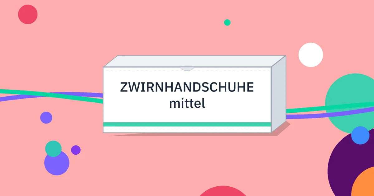 Symbolbild: Packung mit der Aufschrift ZWIRNHANDSCHUHE mittel (PZN 02477433) – Verfügbarkeit und Bezug in Apotheken in Frankfurt am Main