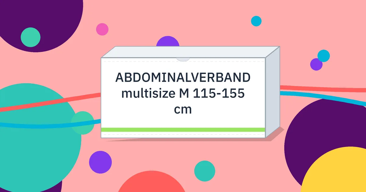 Symbolbild: Packung mit der Aufschrift ABDOMINALVERBAND multisize M 115-155 cm (PZN 18314041) – Verfügbarkeit und Bezug in Apotheken in Frankfurt am Main