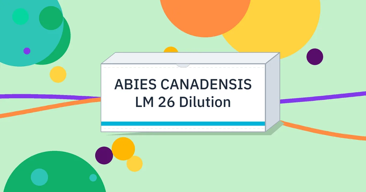 Symbolbild: Packung mit der Aufschrift ABIES CANADENSIS LM 26 Dilution (PZN 13259797) – Verfügbarkeit und Bezug in Apotheken in Frankfurt am Main