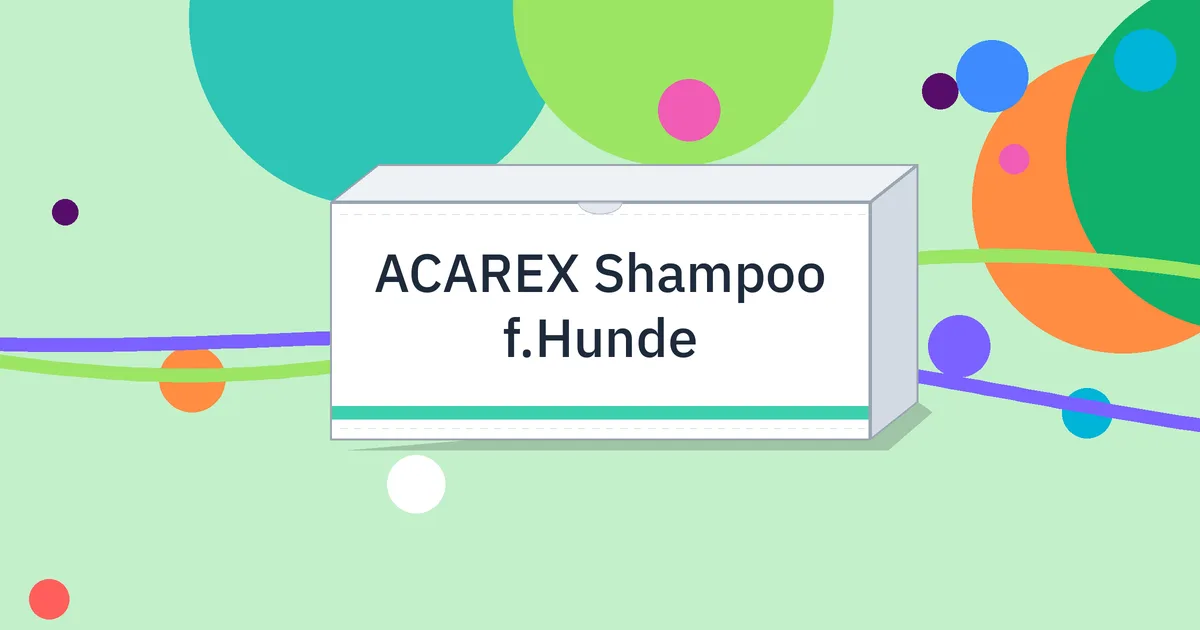 Symbolbild: Packung mit der Aufschrift ACAREX Shampoo f.Hunde (PZN 19134565) – Verfügbarkeit und Bezug in Apotheken in Frankfurt am Main