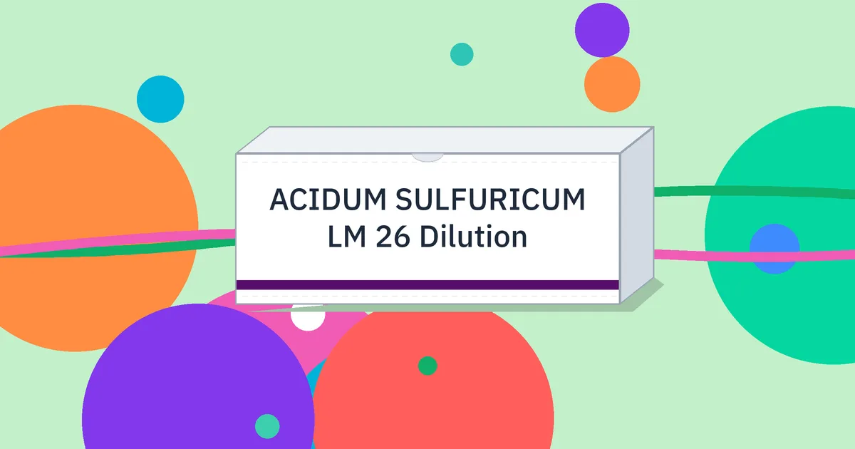 Symbolbild: Packung mit der Aufschrift ACIDUM SULFURICUM LM 26 Dilution (PZN 12754187) – Verfügbarkeit und Bezug in Apotheken in Frankfurt am Main