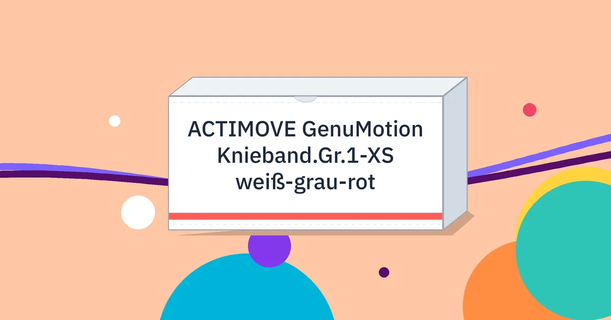 Symbolbild: Packung mit der Aufschrift ACTIMOVE GenuMotion Knieband.Gr.1-XS weiß-grau-rot (PZN 17947821) – Verfügbarkeit und Bezug in Apotheken in Frankfurt am Main