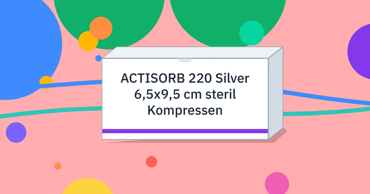 Symbolbild: Packung mit der Aufschrift ACTISORB 220 Silver 6,5x9,5 cm steril Kompressen (PZN 13336167) – Verfügbarkeit und Bezug in Apotheken in Frankfurt am Main