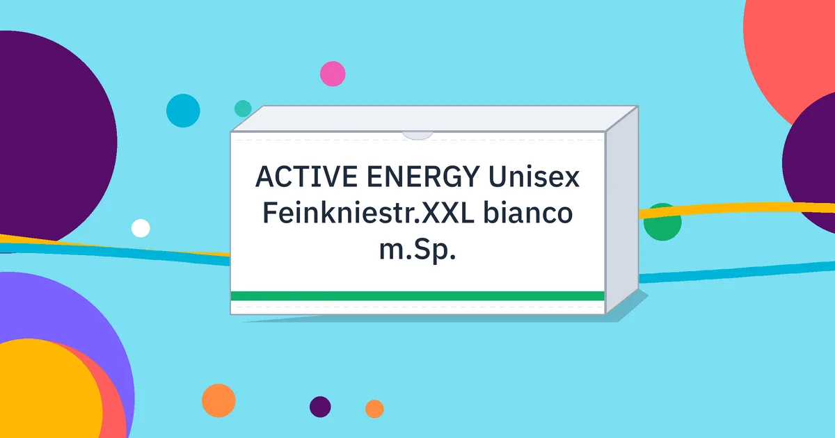 Symbolbild: Packung mit der Aufschrift ACTIVE ENERGY Unisex Feinkniestr.XXL bianco m.Sp. (PZN 06448233) – Verfügbarkeit und Bezug in Apotheken in Frankfurt am Main
