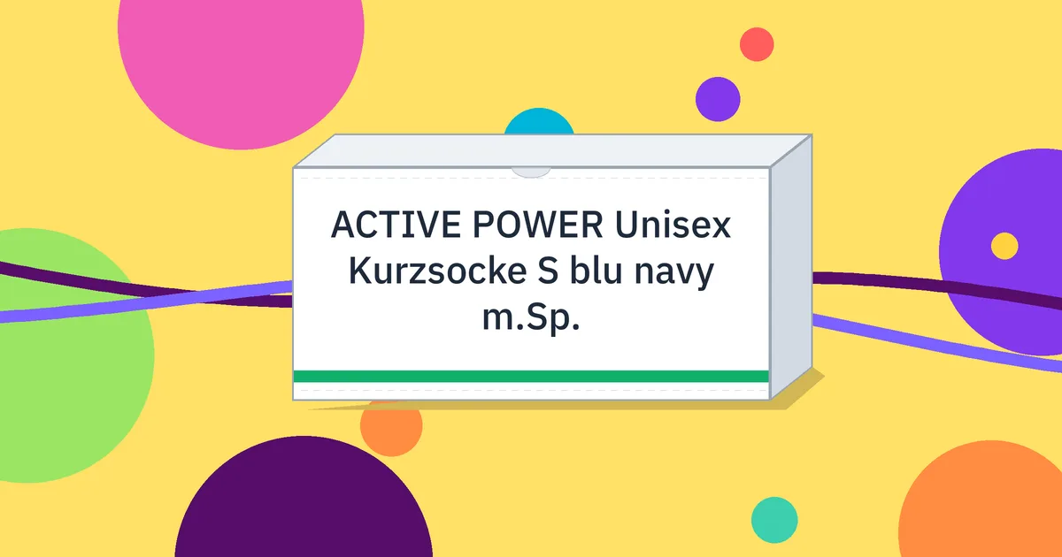 Symbolbild: Packung mit der Aufschrift ACTIVE POWER Unisex Kurzsocke S blu navy m.Sp. (PZN 16194638) – Verfügbarkeit und Bezug in Apotheken in Frankfurt am Main