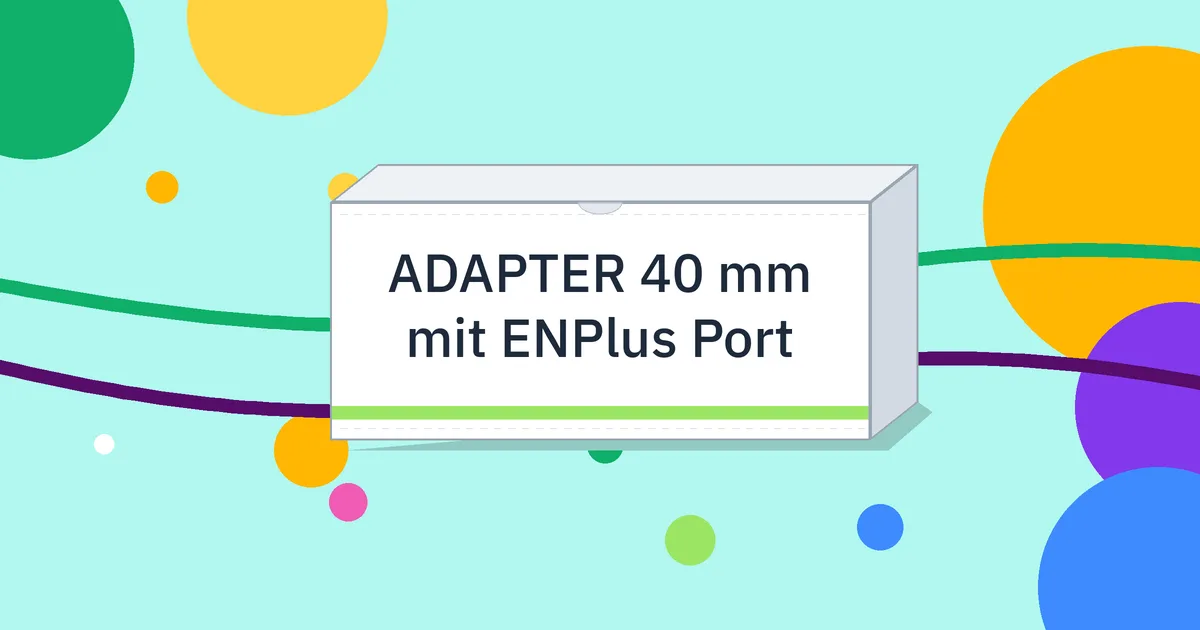Symbolbild: Packung mit der Aufschrift ADAPTER 40 mm mit ENPlus Port (PZN 18439937) – Verfügbarkeit und Bezug in Apotheken in Frankfurt am Main