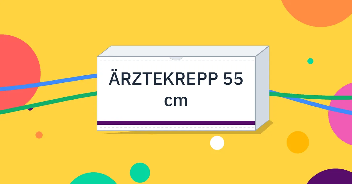 Symbolbild: Packung mit der Aufschrift ÄRZTEKREPP 55 cm (PZN 02438077) – Verfügbarkeit und Bezug in Apotheken in Frankfurt am Main
