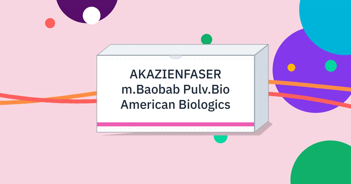 Symbolbild: Packung mit der Aufschrift AKAZIENFASER m.Baobab Pulv.Bio American Biologics (PZN 19640908) – Verfügbarkeit und Bezug in Apotheken in Frankfurt am Main