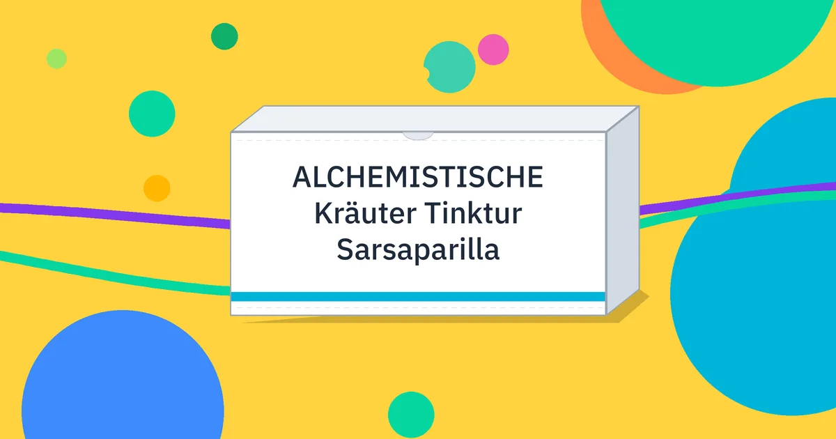 Symbolbild: Packung mit der Aufschrift ALCHEMISTISCHE Kräuter Tinktur Sarsaparilla (PZN 17418465) – Verfügbarkeit und Bezug in Apotheken in Frankfurt am Main