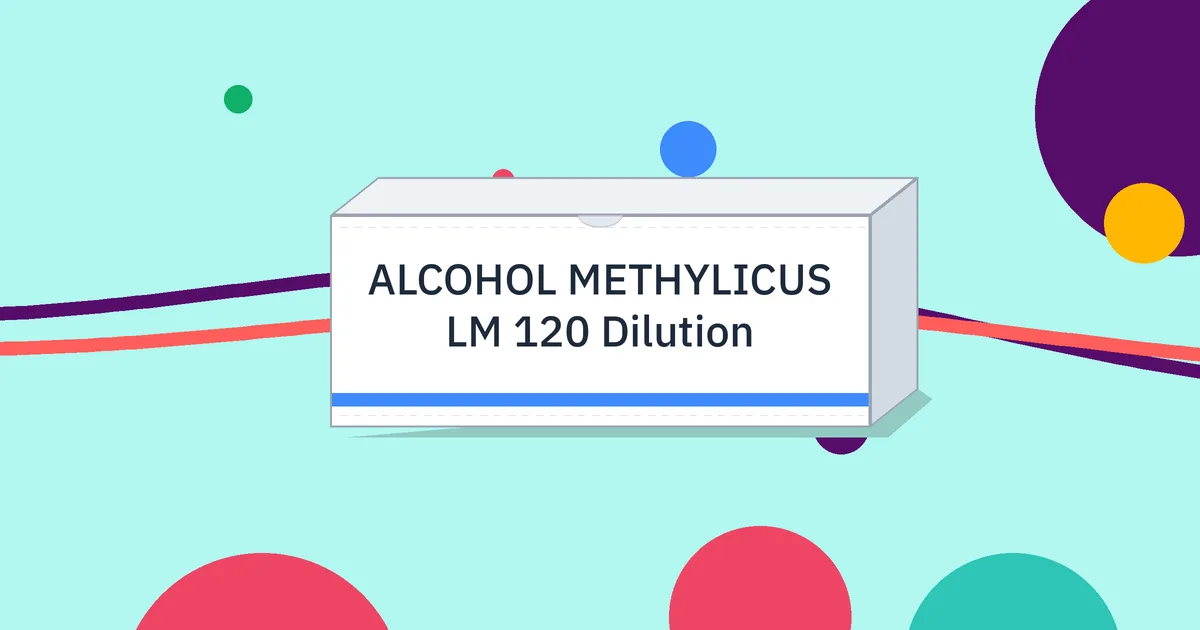 Symbolbild: Packung mit der Aufschrift ALCOHOL METHYLICUS LM 120 Dilution (PZN 13309555) – Verfügbarkeit und Bezug in Apotheken in Frankfurt am Main