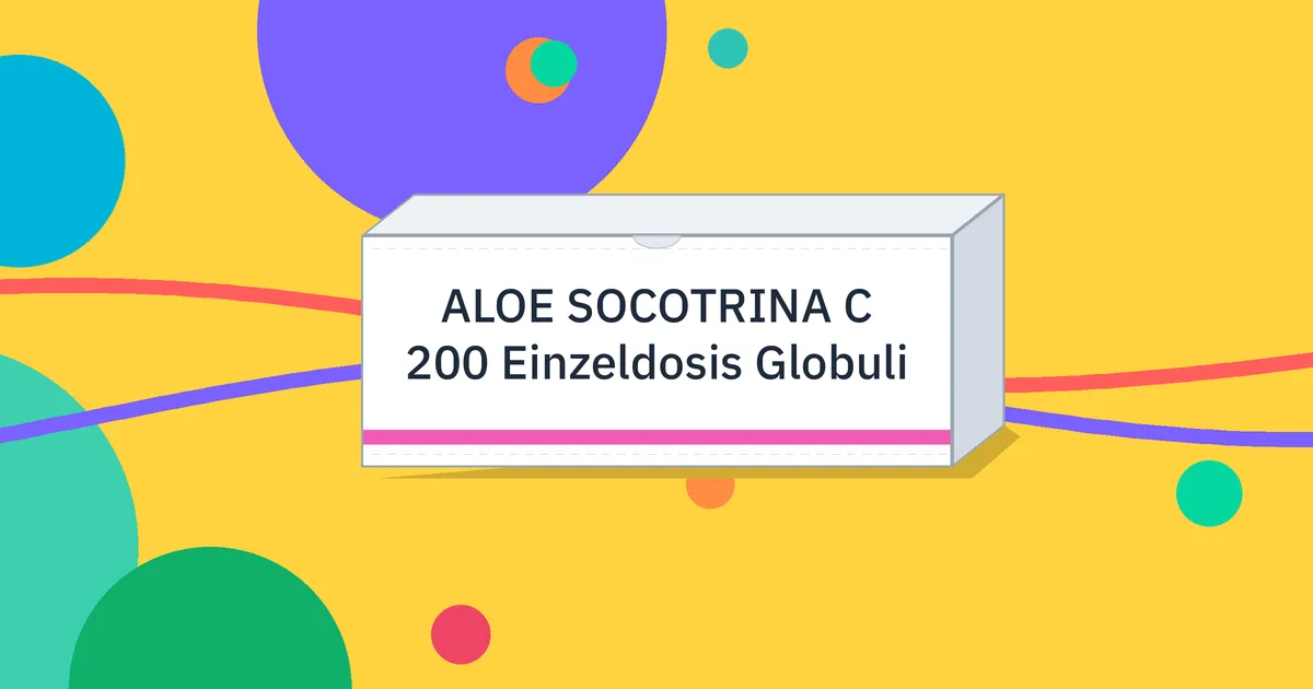 Symbolbild: Packung mit der Aufschrift ALOE SOCOTRINA C 200 Einzeldosis Globuli (PZN 01544506) – Verfügbarkeit und Bezug in Apotheken in Frankfurt am Main