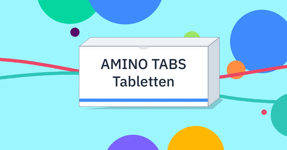 Symbolbild: Packung mit der Aufschrift AMINO TABS Tabletten (PZN 10732460) – Verfügbarkeit und Bezug in Apotheken in Frankfurt am Main