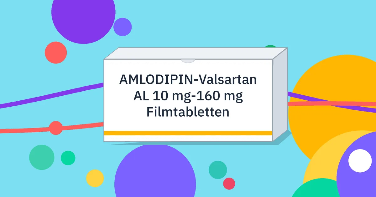 Symbolbild: Packung mit der Aufschrift AMLODIPIN-Valsartan AL 10 mg-160 mg Filmtabletten (PZN 13947936) – Verfügbarkeit und Bezug in Apotheken in Frankfurt am Main
