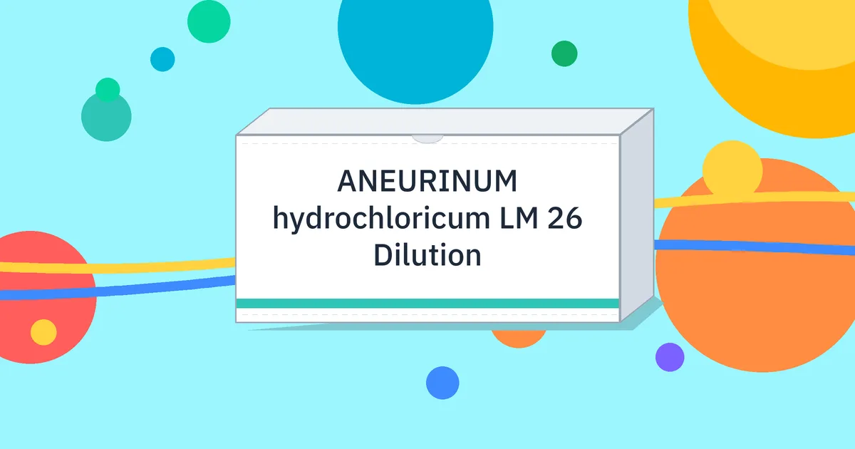 Symbolbild: Packung mit der Aufschrift ANEURINUM hydrochloricum LM 26 Dilution (PZN 13367682) – Verfügbarkeit und Bezug in Apotheken in Frankfurt am Main