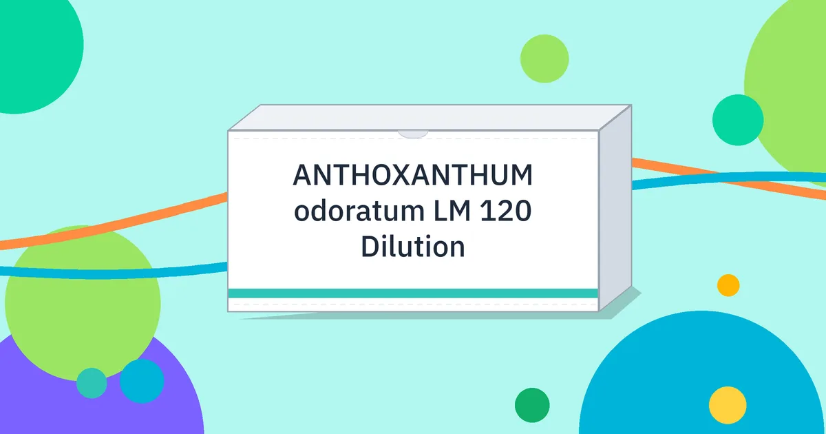 Symbolbild: Packung mit der Aufschrift ANTHOXANTHUM odoratum LM 120 Dilution (PZN 13370141) – Verfügbarkeit und Bezug in Apotheken in Frankfurt am Main