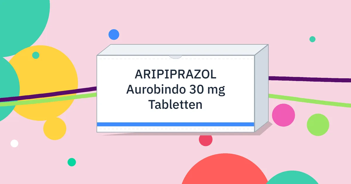 Symbolbild: Packung mit der Aufschrift ARIPIPRAZOL Aurobindo 30 mg Tabletten (PZN 11295984) – Verfügbarkeit und Bezug in Apotheken in Frankfurt am Main