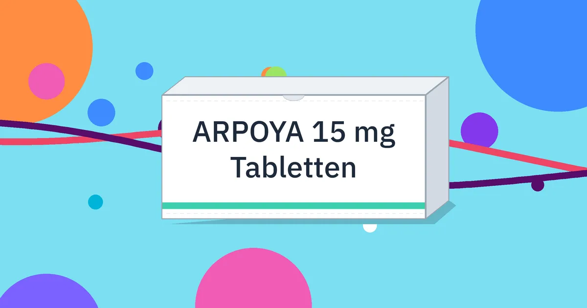 Symbolbild: Packung mit der Aufschrift ARPOYA 15 mg Tabletten (PZN 19053878) – Verfügbarkeit und Bezug in Apotheken in Frankfurt am Main