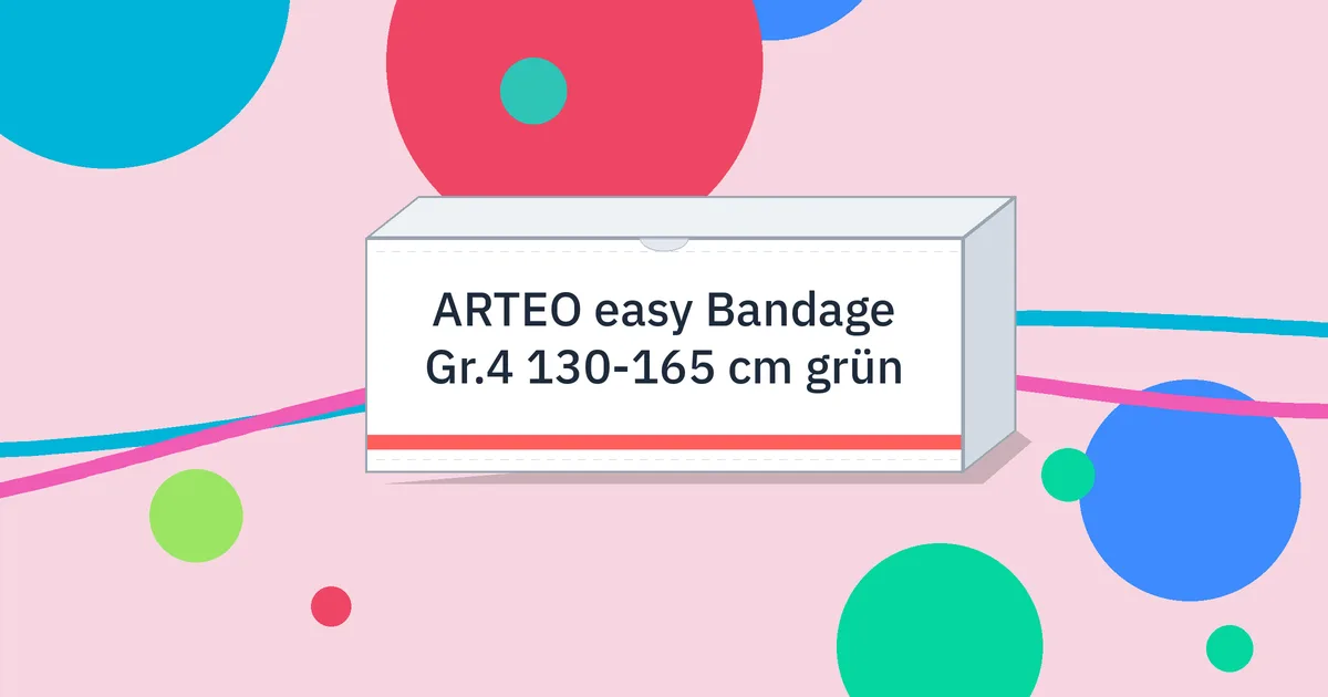 Symbolbild: Packung mit der Aufschrift ARTEO easy Bandage Gr.4 130-165 cm grün (PZN 12495018) – Verfügbarkeit und Bezug in Apotheken in Frankfurt am Main