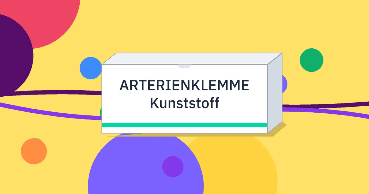 Symbolbild: Packung mit der Aufschrift ARTERIENKLEMME Kunststoff (PZN 04755385) – Verfügbarkeit und Bezug in Apotheken in Frankfurt am Main