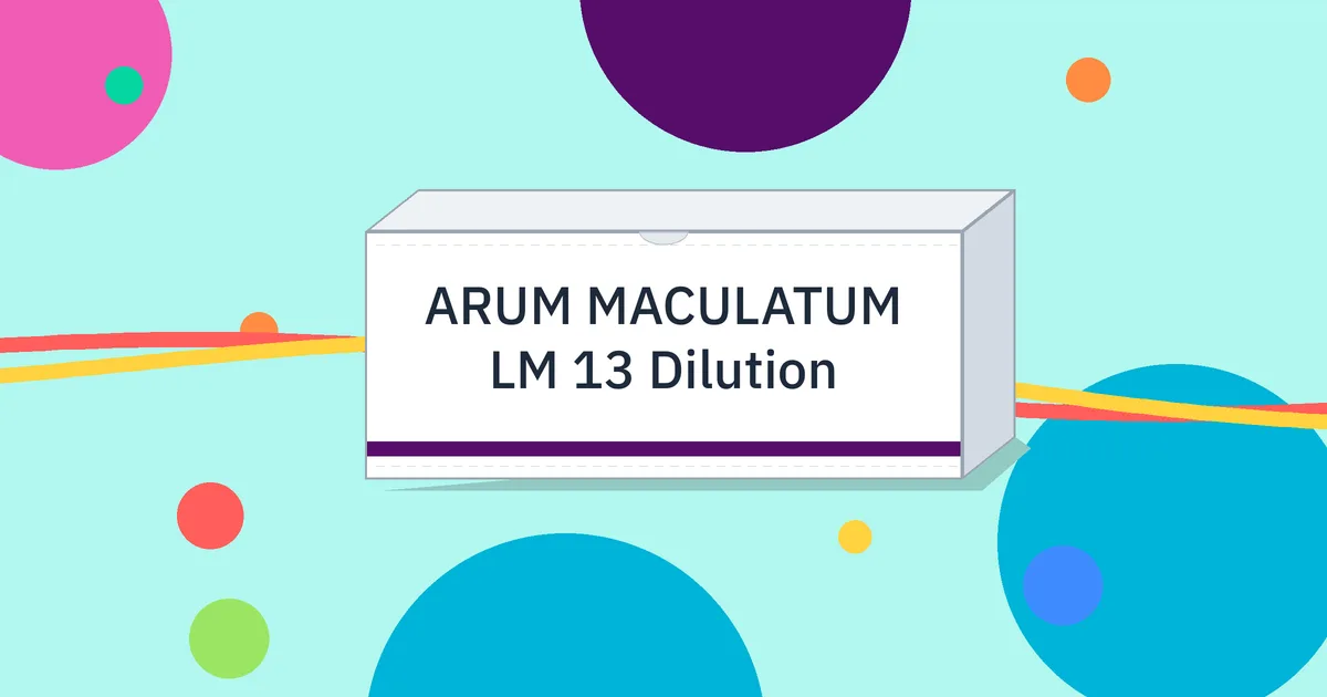 Symbolbild: Packung mit der Aufschrift ARUM MACULATUM LM 13 Dilution (PZN 13396229) – Verfügbarkeit und Bezug in Apotheken in Frankfurt am Main