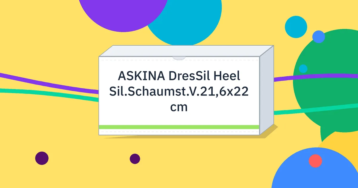 Symbolbild: Packung mit der Aufschrift ASKINA DresSil Heel Sil.Schaumst.V.21,6x22 cm (PZN 15738705) – Verfügbarkeit und Bezug in Apotheken in Frankfurt am Main