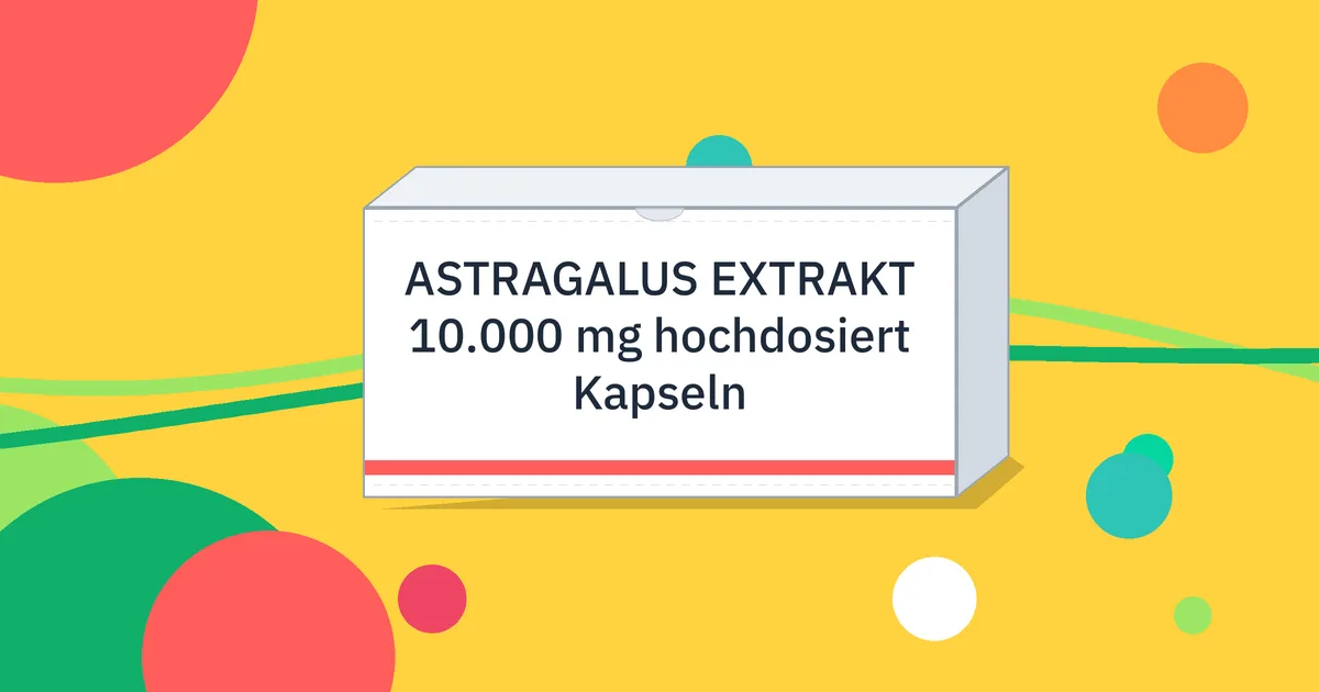 Symbolbild: Packung mit der Aufschrift ASTRAGALUS EXTRAKT 10.000 mg hochdosiert Kapseln (PZN 19383127) – Verfügbarkeit und Bezug in Apotheken in Frankfurt am Main