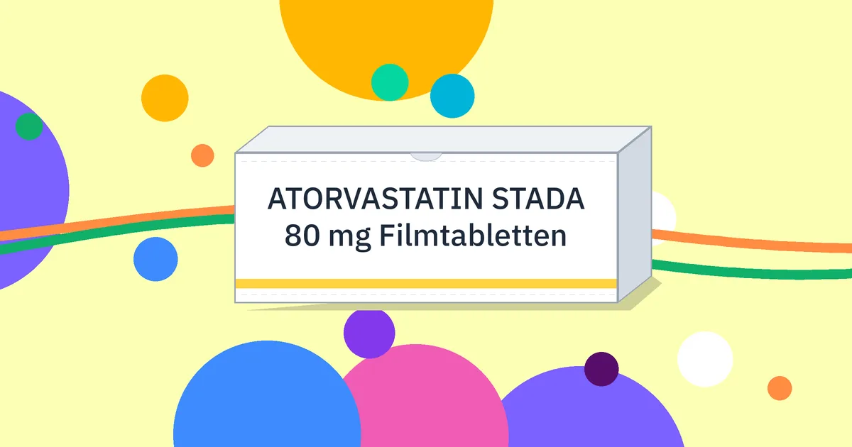 Symbolbild: Packung mit der Aufschrift ATORVASTATIN STADA 80 mg Filmtabletten (PZN 09231505) – Verfügbarkeit und Bezug in Apotheken in Frankfurt am Main