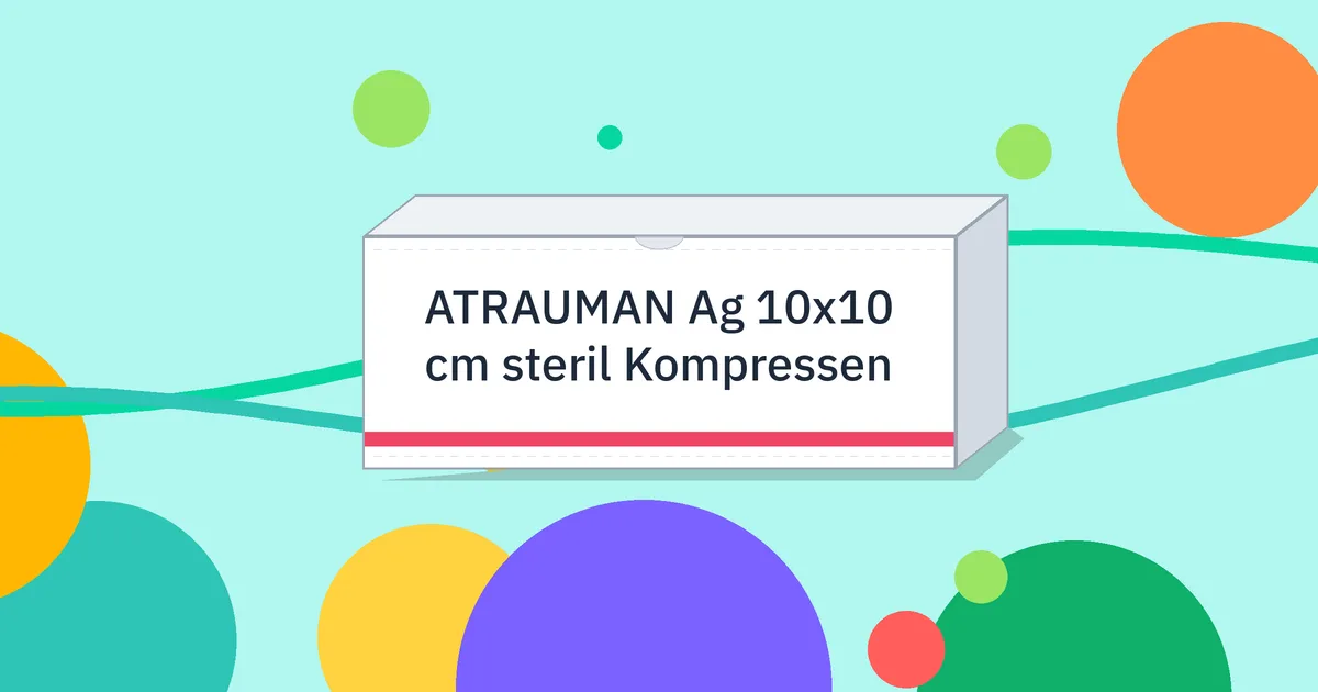 Symbolbild: Packung mit der Aufschrift ATRAUMAN Ag 10x10 cm steril Kompressen (PZN 16356070) – Verfügbarkeit und Bezug in Apotheken in Frankfurt am Main