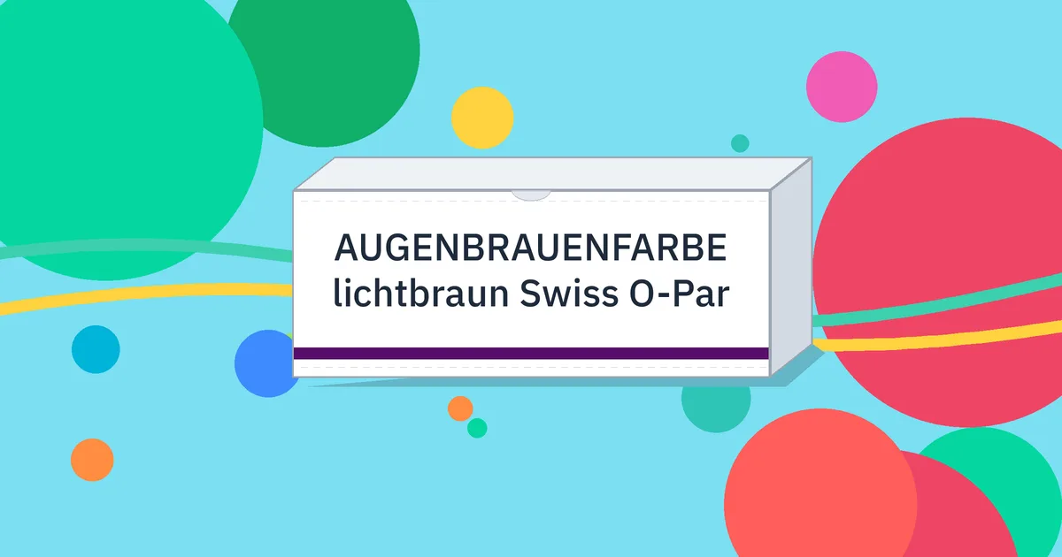 Symbolbild: Packung mit der Aufschrift AUGENBRAUENFARBE lichtbraun Swiss O-Par (PZN 16500319) – Verfügbarkeit und Bezug in Apotheken in Frankfurt am Main