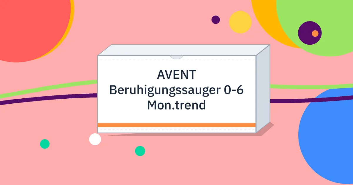 Symbolbild: Packung mit der Aufschrift AVENT Beruhigungssauger 0-6 Mon.trend (PZN 06818865) – Verfügbarkeit und Bezug in Apotheken in Frankfurt am Main