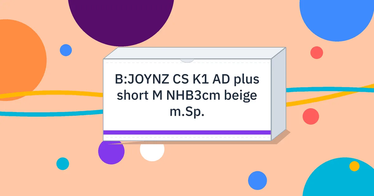 Symbolbild: Packung mit der Aufschrift B:JOYNZ CS K1 AD plus short M NHB3cm beige m.Sp. (PZN 20529257) – Verfügbarkeit und Bezug in Apotheken in Frankfurt am Main