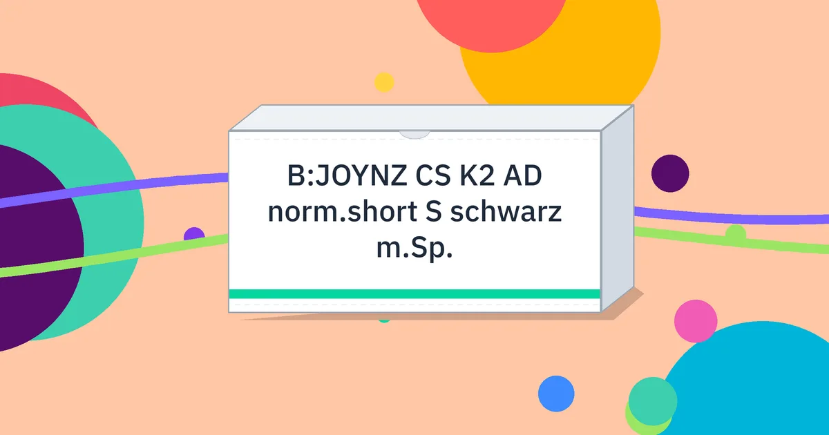 Symbolbild: Packung mit der Aufschrift B:JOYNZ CS K2 AD norm.short S schwarz m.Sp. (PZN 20528536) – Verfügbarkeit und Bezug in Apotheken in Frankfurt am Main
