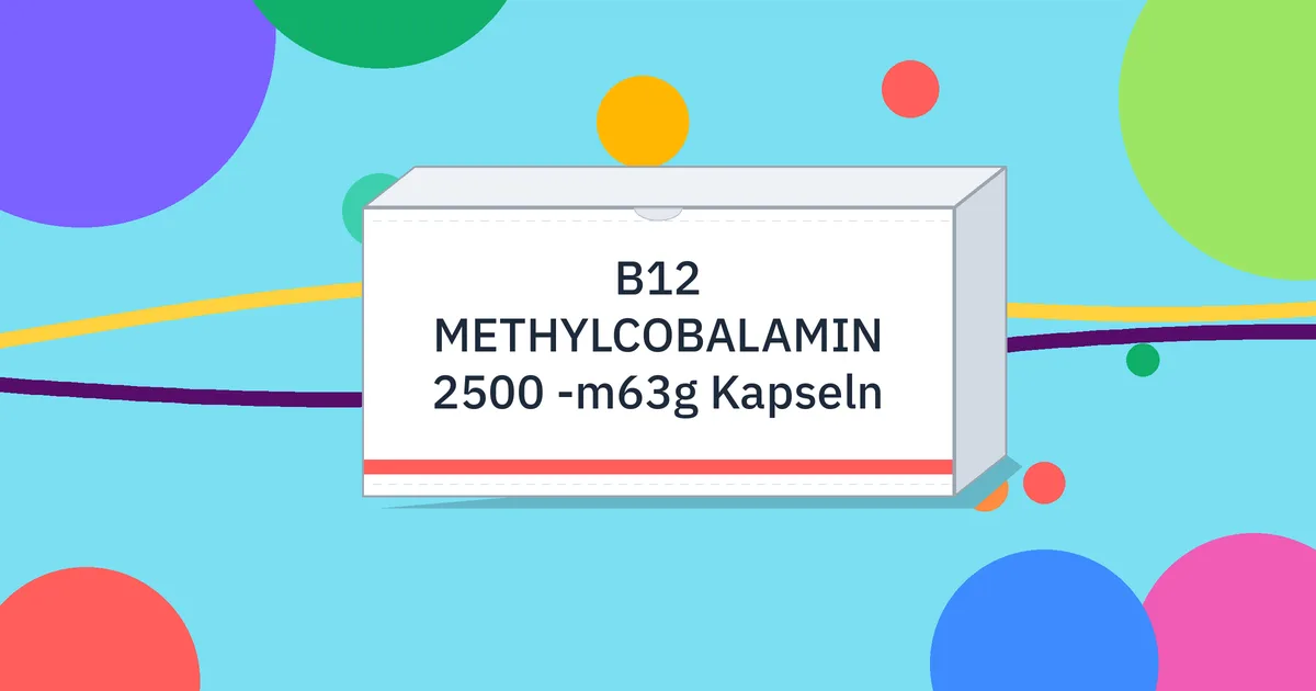 Symbolbild: Packung mit der Aufschrift B12 METHYLCOBALAMIN 2500 -m63g Kapseln (PZN 17589356) – Verfügbarkeit und Bezug in Apotheken in Frankfurt am Main