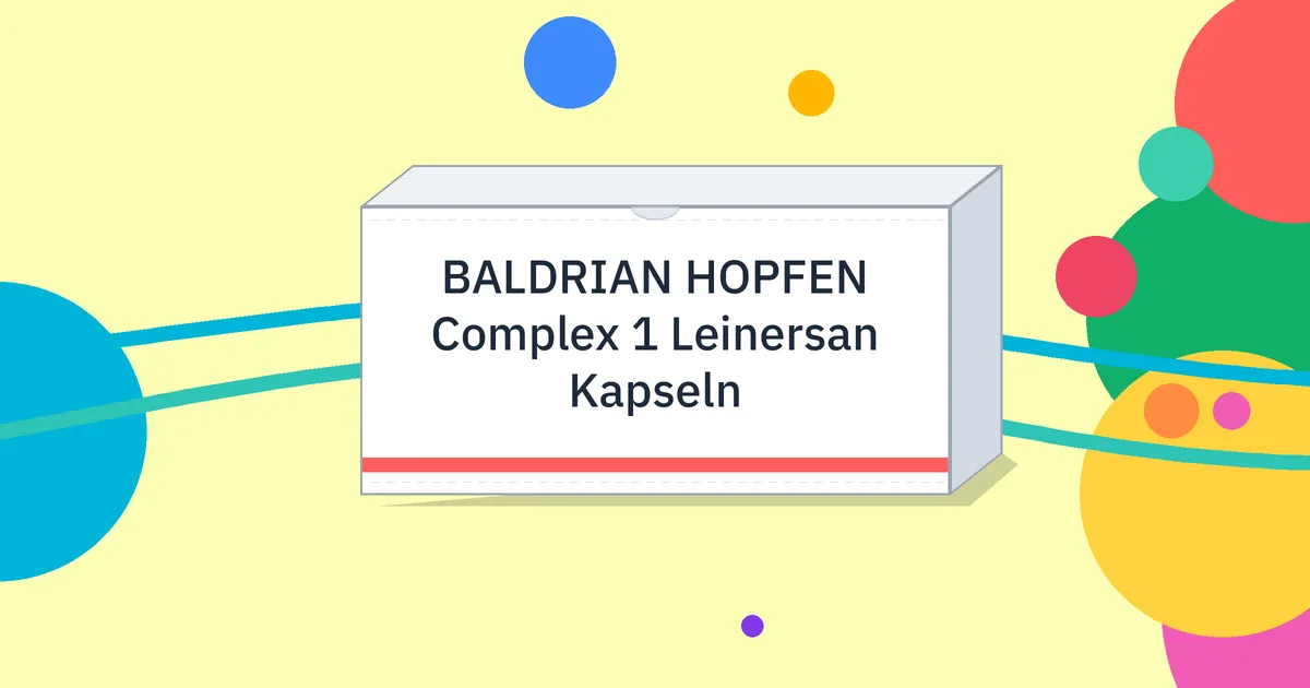 Symbolbild: Packung mit der Aufschrift BALDRIAN HOPFEN Complex 1 Leinersan Kapseln (PZN 00060315) – Verfügbarkeit und Bezug in Apotheken in Frankfurt am Main