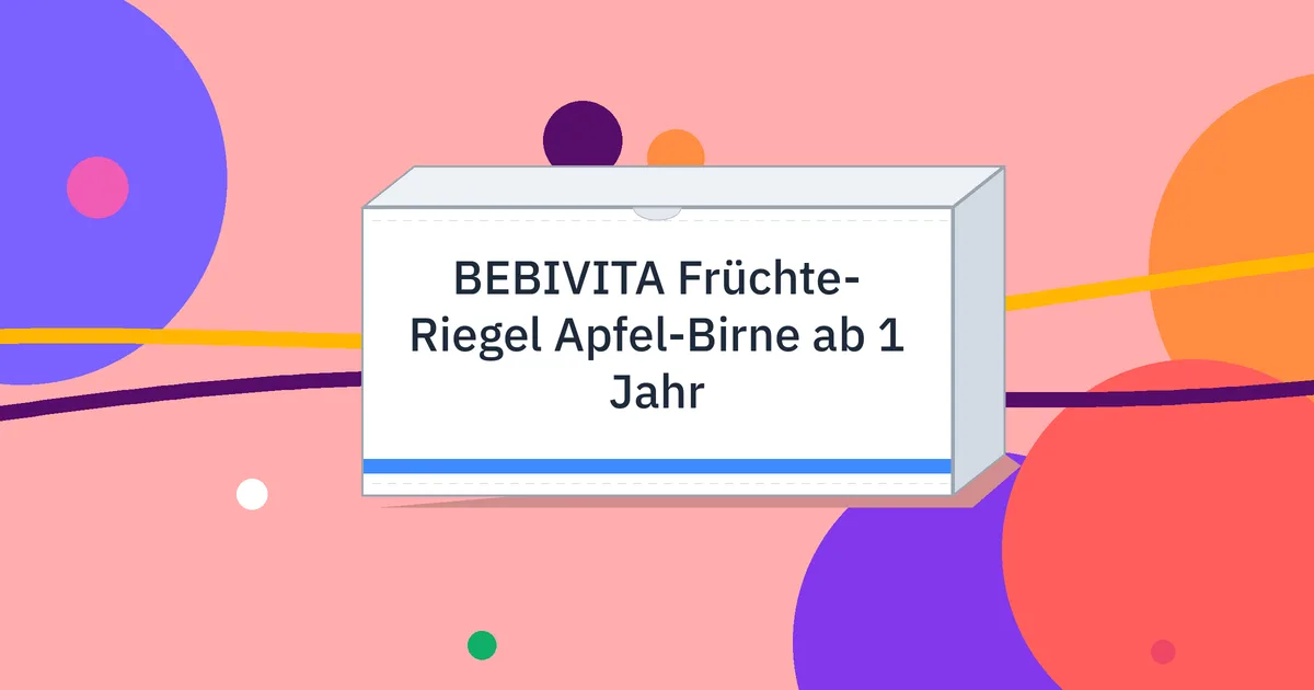 Symbolbild: Packung mit der Aufschrift BEBIVITA Früchte-Riegel Apfel-Birne ab 1 Jahr (PZN 14339311) – Verfügbarkeit und Bezug in Apotheken in Frankfurt am Main