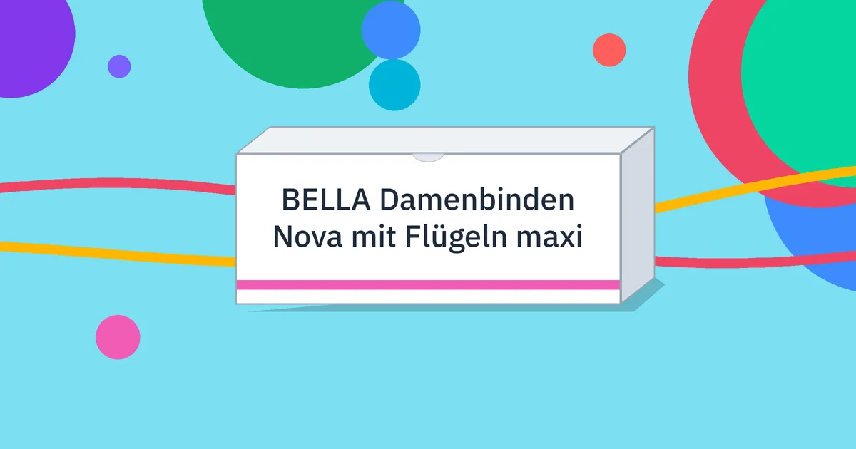 Symbolbild: Packung mit der Aufschrift BELLA Damenbinden Nova mit Flügeln maxi (PZN 20099325) – Verfügbarkeit und Bezug in Apotheken in Frankfurt am Main