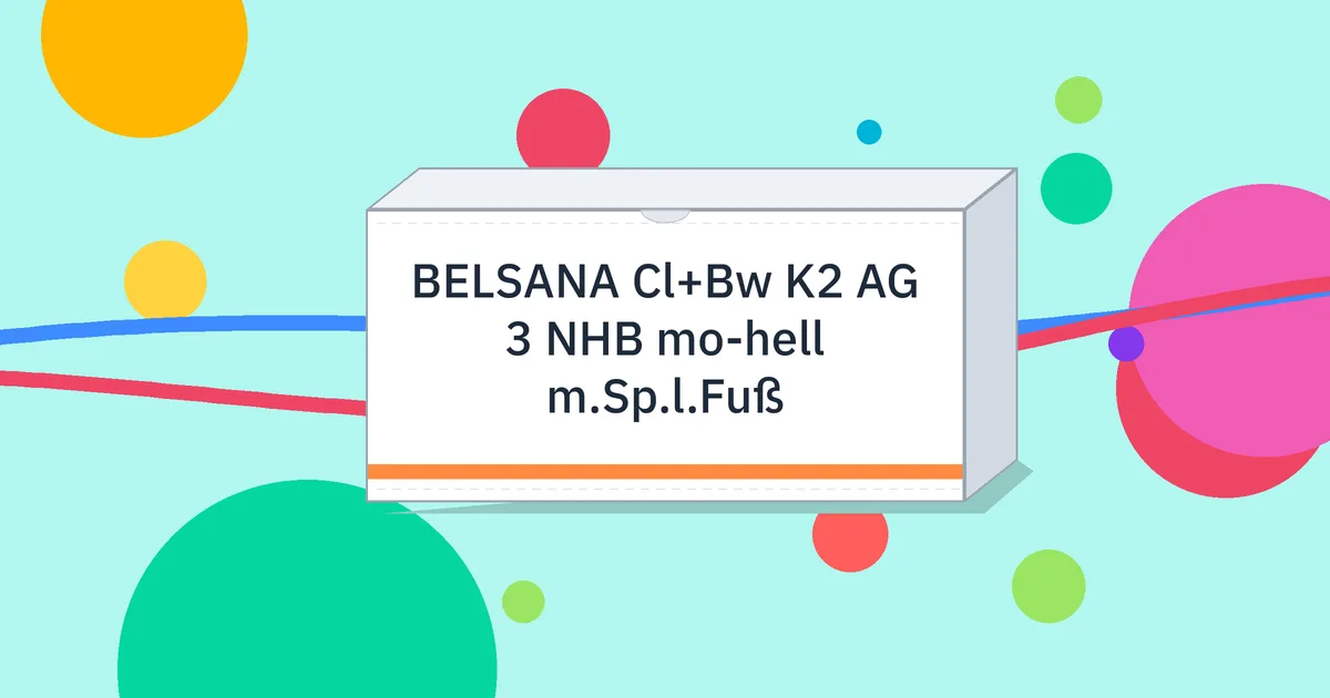 Symbolbild: Packung mit der Aufschrift BELSANA Cl+Bw K2 AG 3 NHB mo-hell m.Sp.l.Fuß (PZN 12246775) – Verfügbarkeit und Bezug in Apotheken in Frankfurt am Main