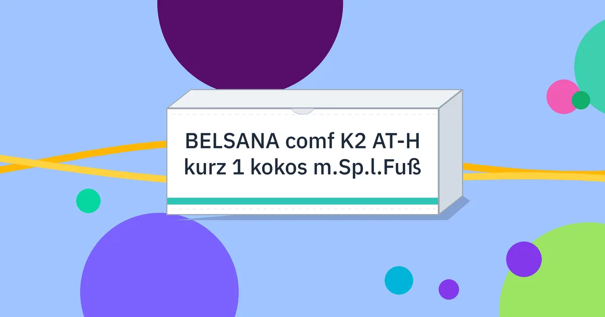 Symbolbild: Packung mit der Aufschrift BELSANA comf K2 AT-H kurz 1 kokos m.Sp.l.Fuß (PZN 12327924) – Verfügbarkeit und Bezug in Apotheken in Frankfurt am Main
