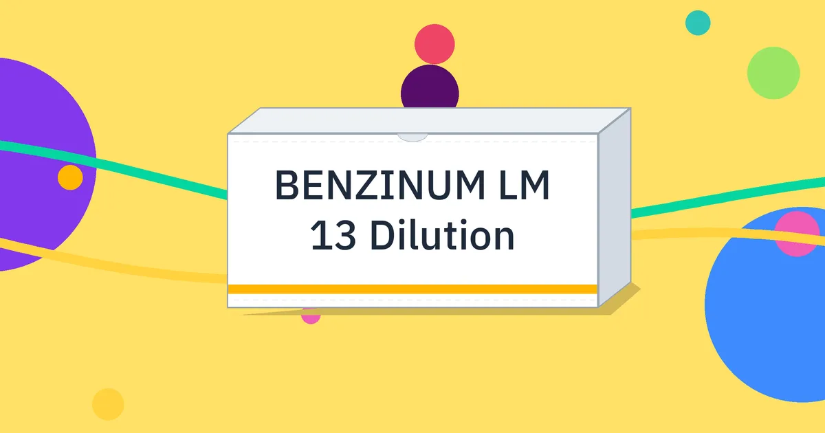 Symbolbild: Packung mit der Aufschrift BENZINUM LM 13 Dilution (PZN 12792035) – Verfügbarkeit und Bezug in Apotheken in Frankfurt am Main