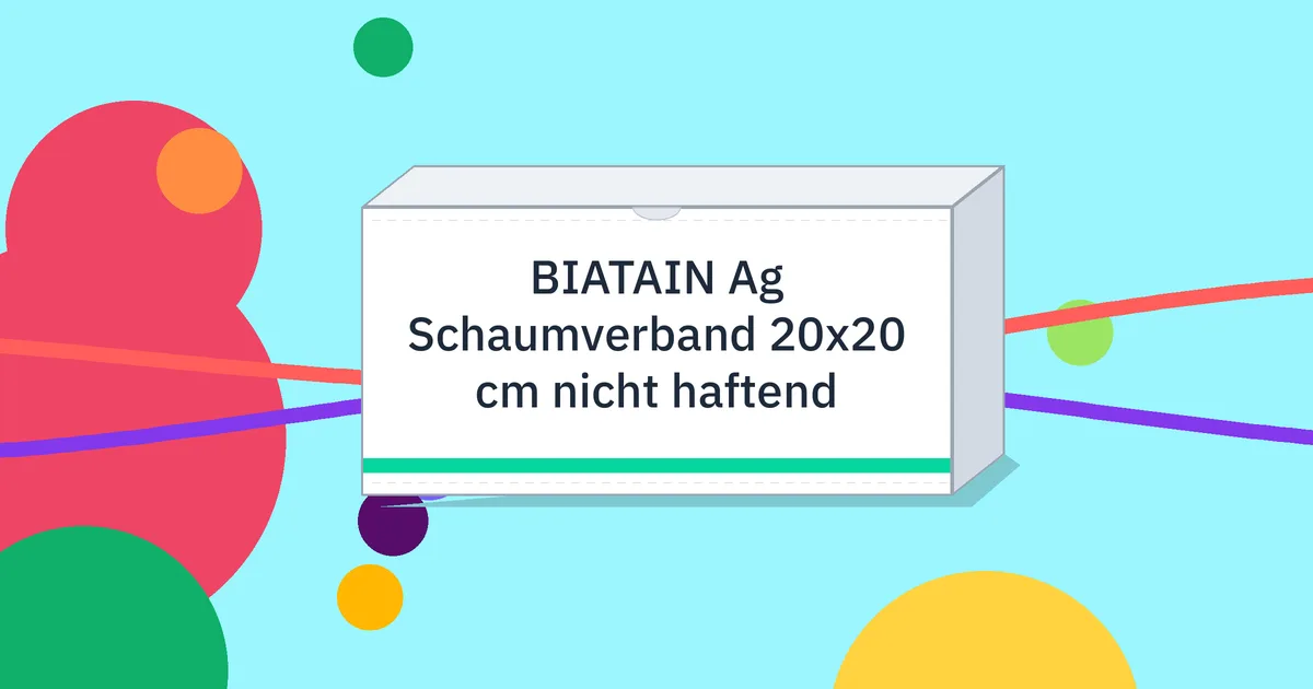 Symbolbild: Packung mit der Aufschrift BIATAIN Ag Schaumverband 20x20 cm nicht haftend (PZN 13902632) – Verfügbarkeit und Bezug in Apotheken in Frankfurt am Main