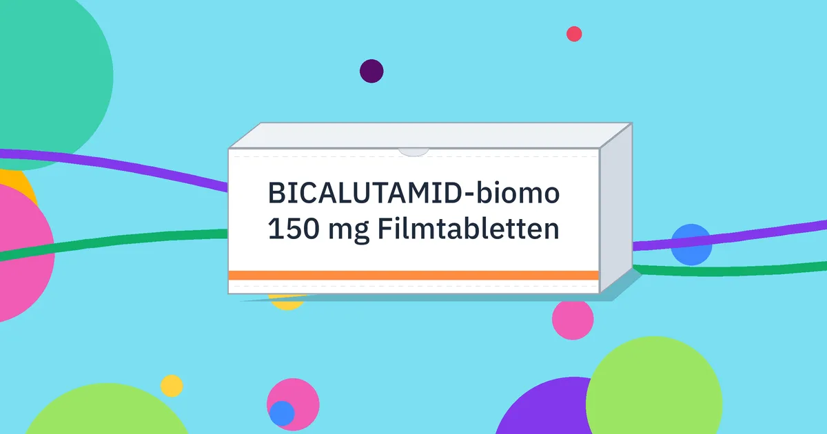 Symbolbild: Packung mit der Aufschrift BICALUTAMID-biomo 150 mg Filmtabletten (PZN 00440360) – Verfügbarkeit und Bezug in Apotheken in Frankfurt am Main