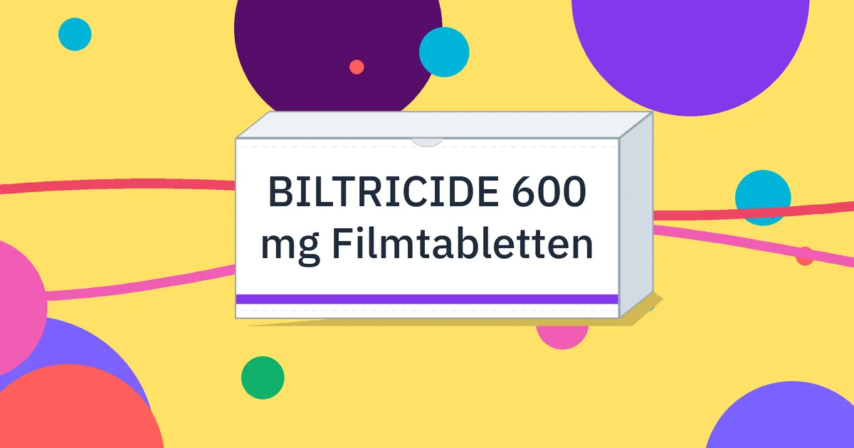 Symbolbild: Packung mit der Aufschrift BILTRICIDE 600 mg Filmtabletten (PZN 18782227) – Verfügbarkeit und Bezug in Apotheken in Frankfurt am Main