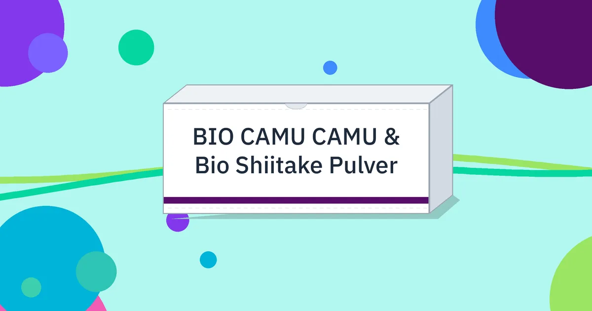 Symbolbild: Packung mit der Aufschrift BIO CAMU CAMU & Bio Shiitake Pulver (PZN 13350411) – Verfügbarkeit und Bezug in Apotheken in Frankfurt am Main
