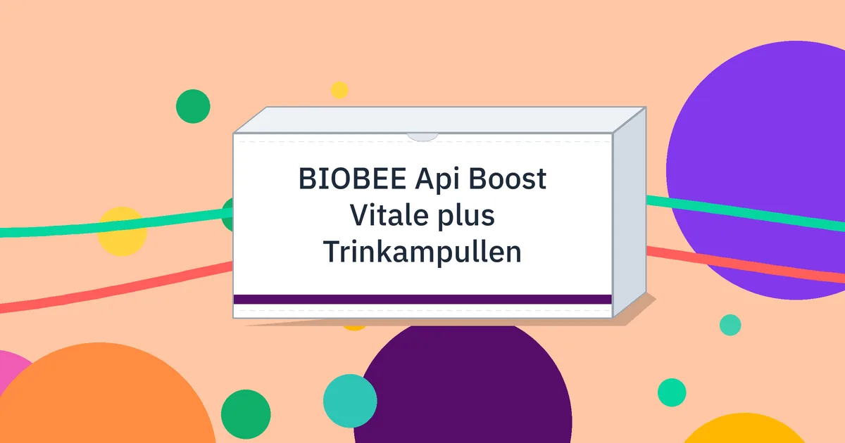 Symbolbild: Packung mit der Aufschrift BIOBEE Api Boost Vitale plus Trinkampullen (PZN 19134996) – Verfügbarkeit und Bezug in Apotheken in Frankfurt am Main